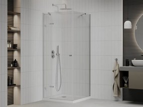 Mexen Roma sprchový kout 90 x 90 cm, 6mm sklo, chromový profil-čiré sklo + slim sprchová vanička 5cm, 854-090-090-01-00-4010
