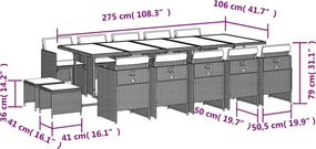 15dílný zahradní jídelní set s poduškami hnědý polyratan 3210633