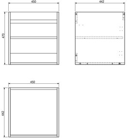 Mexen Rivel, koupelnová skříňka 45 cm, 1 dvířka, drážkovaná, ořech, 91A21-04547-1-BF86