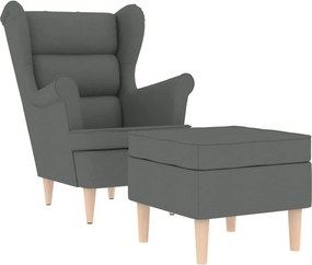 Křeslo s podnožkou tmavě šedé textil 3307990