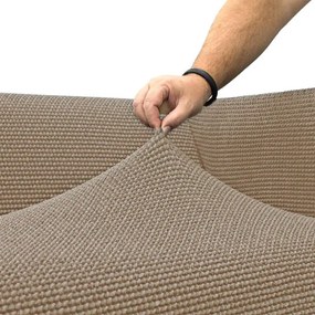 Super strečové potahy NIAGARA oříšková dvojkřeslo (š. 140  - 180 cm)