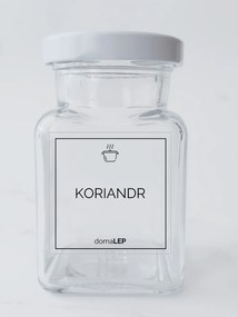 Samolepka na kořenky KORIANDR průhledná  5 × 5 cm základní písmo