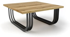 Dubový konferenční stolek Rake z masivu Rozměr: 700 x 700 x 300, Barva oceli: Matná antracit, Barva dřeva: Temně černá