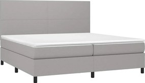 Box spring postel s matrací a LED světle šedá 200x200 cm textil 3134741