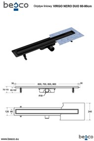 BESCO Odtokový žlab VIRGO NERO DUO Rozměr A - 60 cm - ZLOL60VN