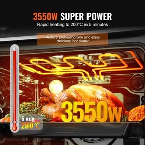 Jednostěnná trouba 61 cm elektrická vestavěná nástěnná trouba 9 funkcí – 3550 W