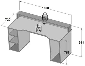 Nejlevnější nábytek Herní stůl ROLWAL typ 1, černý mat, 5 let záruka