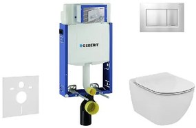 Geberit Kombifix - Modul pro závěsné WC s tlačítkem Sigma20, matný chrom/chrom + Ideal Standard Tesi - WC a sedátko, Aquablade, SoftClose 110.302.00.5 NU7