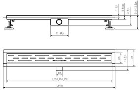 BPS-koupelny Sprchový odtokový žlab DL01 WAVE G5 HYD-2632 60 cm, satén