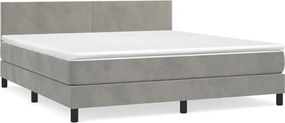 Box spring postel s matrací světle šedá 160x200 cm samet 3141191