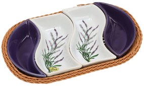 Banquet Tác v košíku LAVENDER - 4 dílná sada