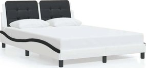 vidaXL Rám postele s LED osvětlením 140 x 190 cm umělá kůže [3214105] Barva: Bílá a černá