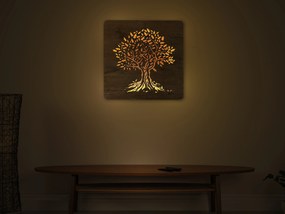 Li-Go "Dub" světelný obraz s baterií 62x62cm varianta: ovládání na obraze včetně dálkového ovladače, provedení: černá s patinou
