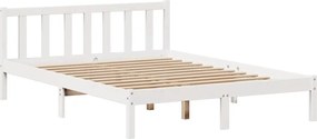 Postel s knihovnou bez matrace bílá 150x200 cm masivní borovice 3321660