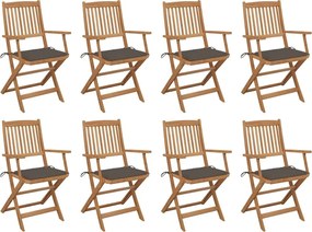 vidaXL Skládací zahradní židle s poduškami 8 ks masivní akácie [3075090] Barva: taupe