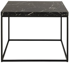 Černý konferenční stolek s deskou v dekoru mramoru 60x60 cm Barossa – Actona