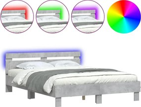 Rám postele s čelem a LED osvětlením betonově šedý 150 x 200 cm 3207542