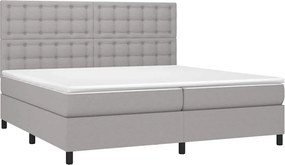 Box spring postel s matrací a LED světle šedá 200x200 cm textil 3135221