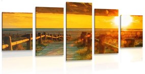 5-dílný obraz nádherný západ slunce - 200x100 cm