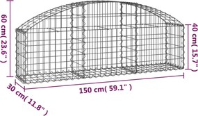 Klenutý gabionový koš 150 x 30 x 40/60 cm pozinkované železo 153442