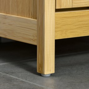 Samostatná skříňka do koupelny kleankin z bambusu s košem na prádlo - úsporná skříňka do koupelny - rozměry 40Š x 30H x 86,5V cm | Aosom