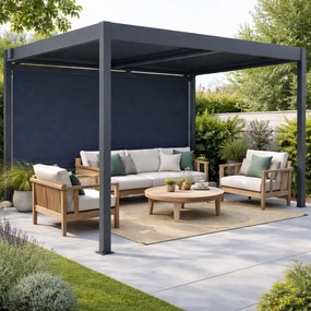 Boční zástěna pro bioklimatickou pergolu BestBerg BBP-W370 / 370 × 204 cm / šedá