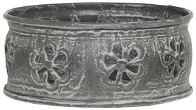 Zinkový antik kovový svícen s květy na válcovou svíčku - Ø 13*6 cm