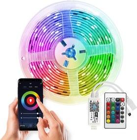 Led pásek solight wifi smart led světelný pás, rgb, 5m, sada s adaptérem a dálkovým ovladačem