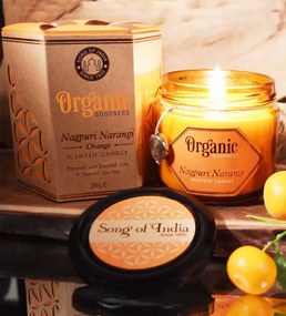 Song of India Vonná svíčka s víčkem Organic Goodness 200 g Nagpuri Narangi, Pomeranč