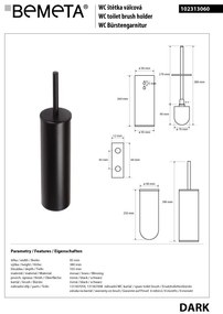 Bemeta Design DARK: WC štětka, na postavení/pověšení -