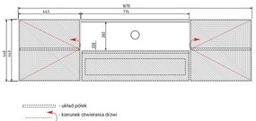 Skříňka tv závěsná Asha 167 cm - artisan /rivier stone mat