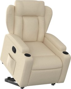 Zvedací polohovací křeslo krémové textil 3204491