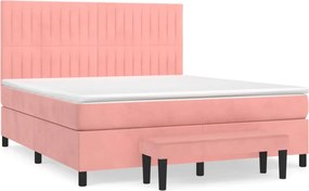 Box spring postel s matrací růžová 180x200 cm samet 3137982