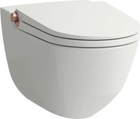 Laufen Cleanet Riva - Elektronický bidet s keramikou, závěsný, Rimless, SoftClose, LCC, bílá/leštěné růžové zlato H8206914030001