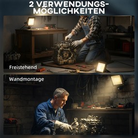 50W pracovní lampa, nastavitelná, 3 režimy, hliníková, flexibilní použití, černá