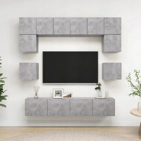 Fionshop 263582001 8dílný set Tv skříněk betonově šedý kompozitní dřevo
