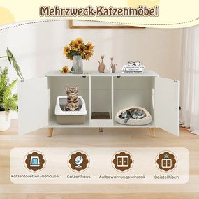 Costway Kočičí skříňka na kočičí záchod kočičí záchodová s 2 dvířky kočičí