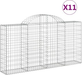 Klenuté gabionové koše 11ks 200x30x100/120cm pozinkované železo 3146119