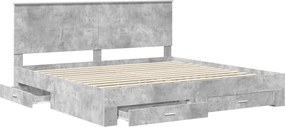 Rám postele s čelo Betonově šedá 200 x 200 cm Kompozitní dřevo 3411267