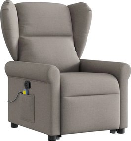 Zvedací masážní polohovací křeslo taupe textil 3303391