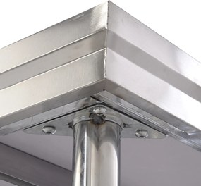 Costway Nerezový kuchyňský stůl gastro – 122 × 61 × 90 cm, stříbro