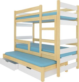 ADRK Furniture Patrová postel pro tři osoby s matracemi KARLO CH-Kar-PIN+W-E1077