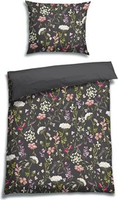 Florella Saténové povlečení Fiore Black Rozměr: 70x90 + 140x200 cm