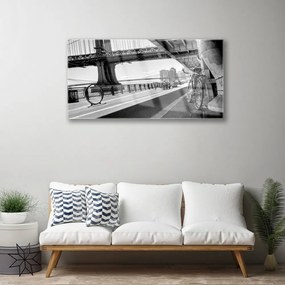 Obraz na skle Most Kolo Architektura 125x50 cm