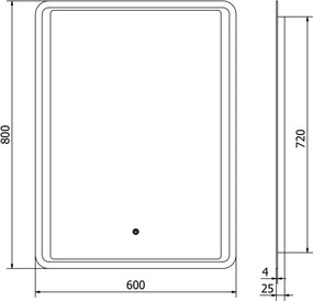 Mexen Zusa, LED koupelnové zrcadlo s podsvícením 60x80 cm, 6000K, ochrana proti zamlžování, 9808-060-080-611-00