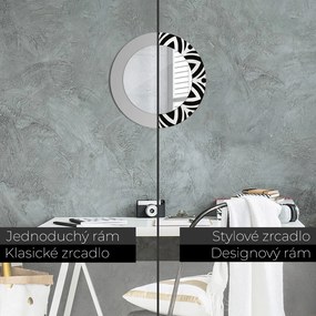 Kulaté zrcadlo rám s potiskem Černá geometrická ozdoba