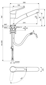 Ideal Standard Ceraflex - Kuchyňská baterie s vytahovací sprchou, Chrom, BC143AA