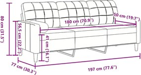 3místná pohovka s polštáři krémová 180 cm samet 3278237