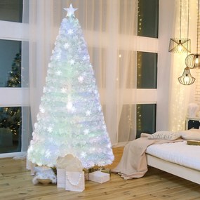 Costway Umělý vánoční stromek 210 cm s barevnými LED světly