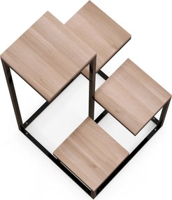 Outsunny Kovový a Dřevěný Stojan na Rostliny s Květinami 4 Úrovně Průmyslový Styl 40L x 40Š x 75,5V cm